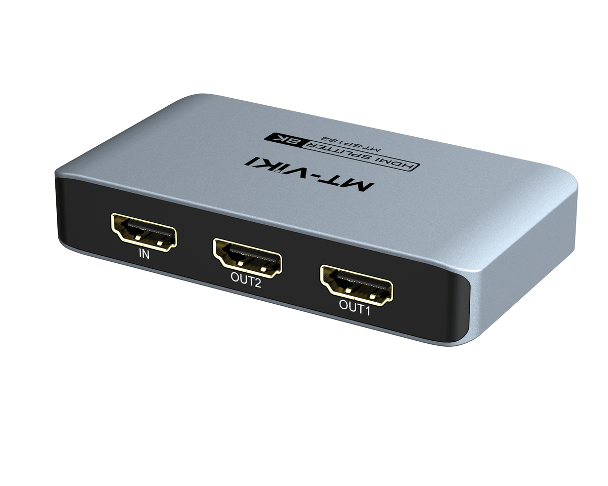 8K@60Hz HDMI Splitter 1 in 2 Out, MT-VIKI 1x2 Aluminum HDMI Splitter for Dual monitor（SP182）