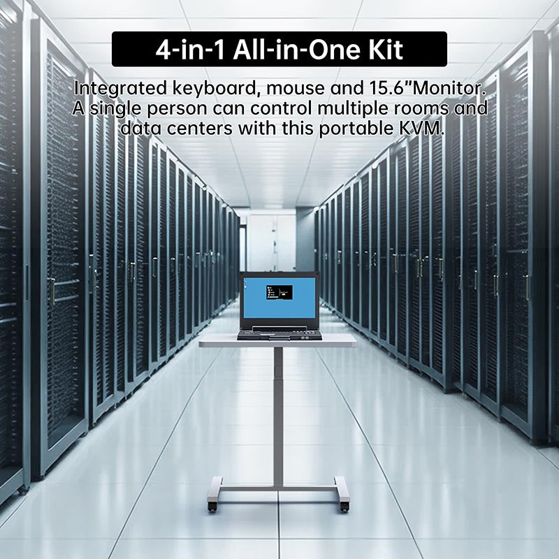 4K 15.6" LCD KVM Switch Console 1 port HDMI/VGA/DVI/DP, 1U Rackmount ...
