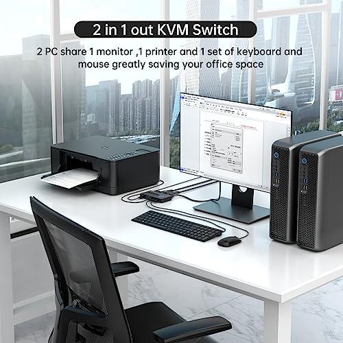 4K@60Hz KVM Switches HDMI 2 Port, 2 Computers 1 Monitor Share Keyboard ...