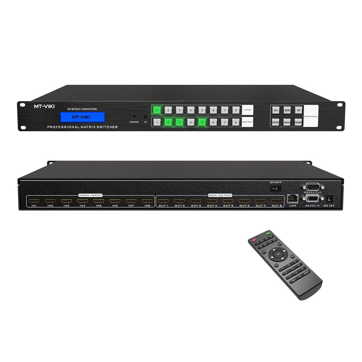 4K@30Hz HDMI Matrix Switch 8x8, Rack Mount Switcher, Built-in US ADI ...