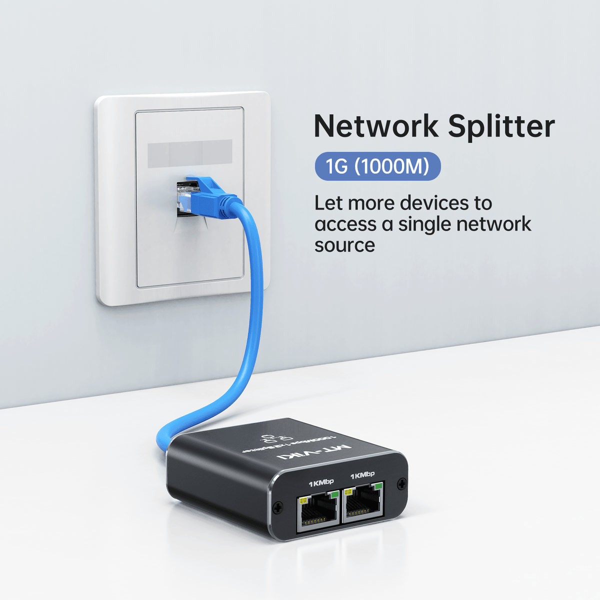1000Mbps Ethernet Splitter 1 to 2 High Speed, Gigabit Dual RJ45 ...