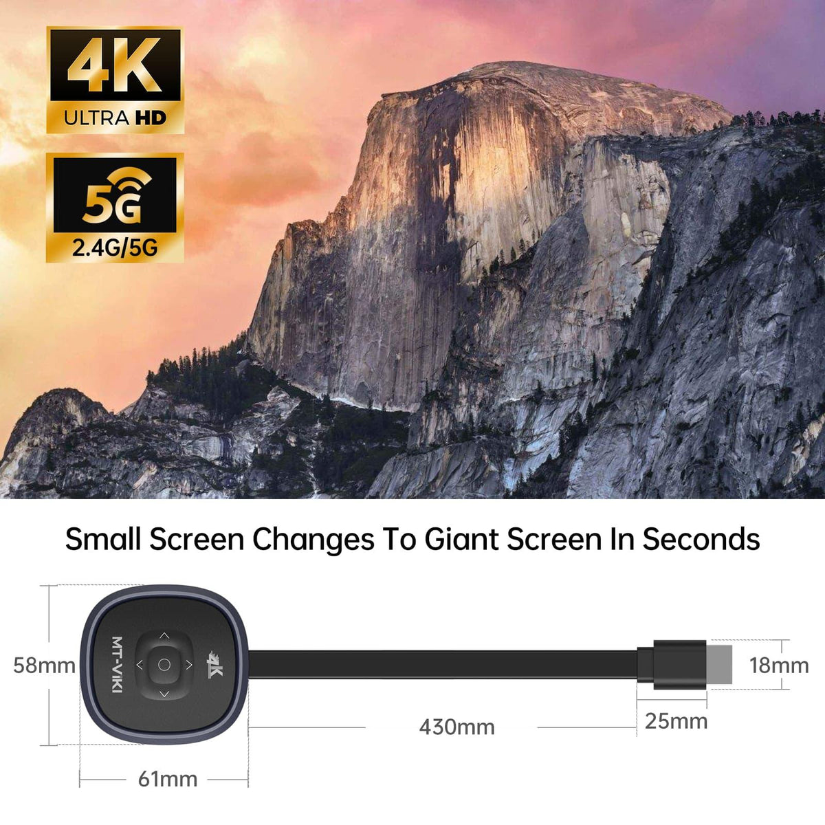 4K HDMI Wireless Screen Mirroring Adapter 5m（WX50） – MT-VIKI
